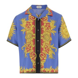 Versace Homme, Chemises, Multicolore, Taille: XL Chemise Imprim&eacute;e en Twill de Soie