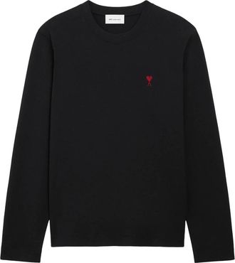 Ami Femme, Tops, Noir, Taille: 44 FR T-shirt &agrave; manches longues De Coeur