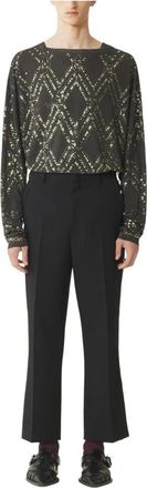 Lanvin Homme, Pantalons, Noir, Taille: M Pantalon Droit avec D&eacute;tails en Satin