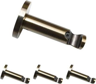 Gardinia Tr&auml;ger mit Metallmontageplatte f&uuml;r Gardinenstangen &Oslash; 16 mm, 1-l&auml;ufig, Offen, Serie Memphis, Metall, Messing-Antik, L&auml;nge 7,5 cm (Packung mit 4)