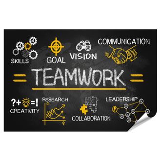 Islandburner XXL Bild Poster Teamwork Konzept Chart Business Elements Hand Drawn Blackboard Premium Bilder Fotodruck