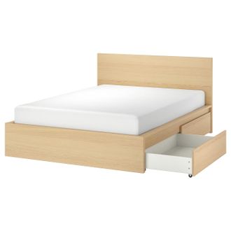 IKEA MALM Bettgestell hoch mit 4 Schubladen