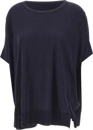 Elena Miro Femme, Pulls, Bleu, Taille: 40 FR Pull en maille c&ocirc;tel&eacute;e &agrave; col rond