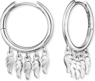 Engelsrufer Damen Creole aus Sterling Silber mit fünf silbernen beweglichen Flügeln - Clipverschluss - nickelfrei - Größe: 24mm