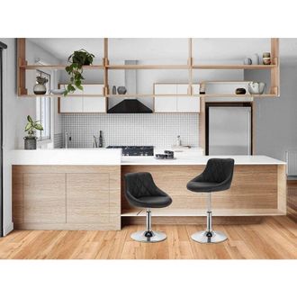 Woltu 2er Set Verstellbarer Sitzhocker Stuhl Arbeitshocker Bürohocker Schminkhocker mit Rückenlehne aus Kunstleder und Metall höhenverstellbar drehbar