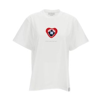 Stella McCartney H&auml;kel-Herz-T-Shirt - - Tops - Damen - Wei&szlig; - M