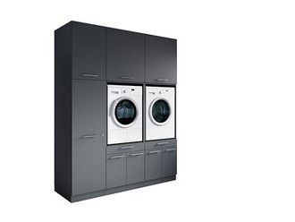 Laundreezy Waschraum Komplett-Set, Anthrazit - Modulares Schranksystem f&uuml;r Waschk&uuml;che & Hauswirtschaftsraum - 186 x 238 x 68 cm (B/H/T)