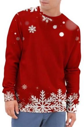 Generic Pull à col rond pour homme - Motif sapin de Noël - Flocon de neige - Renne - Manches longues - Pull de Noël décontracté, RD2., XL