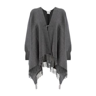 Le Tricot Perugia Woll-Kaschmir-Mix Leichter Umhang - - Jackets - Damen - Grau - ONE SIZE