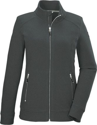 Killtec Fleecejacke KOS 100 WMN FLC JCKT Gestreifte Damen-Fleecejacke mit Zipper-Taschen und Kinnschutz