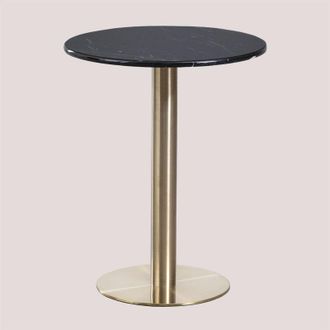 Sklum Sklum - Runder Bartisch aus Cosmopolitan Marmor &Oslash;60 cm Champagner-Gold Schwarzer Marmor