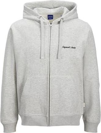 Jack & Jones Zip Hood Jornorrebro EMB Noos Sweat zippé à Capuche, Blanc-Gris, XXL Homme