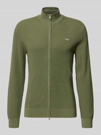 GANT Cardigan mit Zweiwege-Rei&szlig;verschluss und Label-Stitching