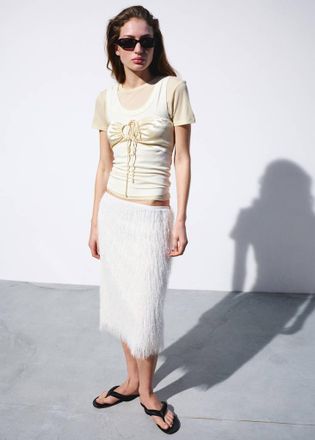 Mango T-shirt combin&eacute; bicolore blanc cass&eacute; - Femme - XS - MANGO