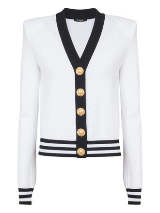 Balmain cardigan à design bicolore - Blanc