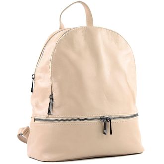 modamoda.de T137 Damen Leder Rucksack Handtasche Medium handmade in Italy, Farbe:Rosabeige