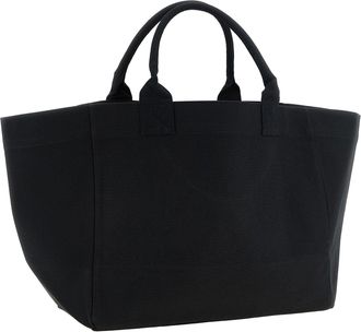 Ganni XXL Shopping Canvas Tote Bag - Black