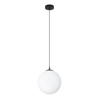 Eglo H&auml;ngelampe Rondo, Pendelleuchte Esstisch, Deckenlampe h&auml;ngend aus Metall in Silber und Glas-Kugel in opal matt wei&szlig;, Kugellampe mit E27 Fassung, &Oslash; 30 