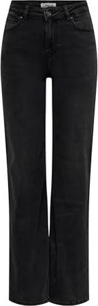 Only Onlluna Hw Wide DNM Diabox Jeans, Noir, 29W x 32L Femme