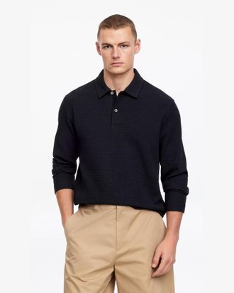 Arket Poloshirt Mit Waffelmuster -Blau