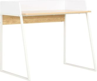 vidaXL Vidaxl - Bureau Blanc et ch&ecirc;ne 90 x 60 x 88 cm