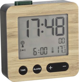 TFA Dostmann 60.2545 Digitaler Funk-Wecker, Holzoptik