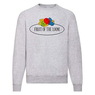 Fruit Of The Loom Sweat raglan classique avec logo vintage sur la poitrine, Gris chin&eacute;, grand logo vintage, XL