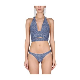 Magda Butrym Logo Print Bikini Top - - Swimwear - Damen - Blau - 2XS