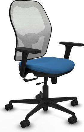 Piqueras y Crespo B&uuml;rostuhl mit 3D-Armen, h&ouml;henverstellbare Lendenwirbelst&uuml;tze, ausgestattet mit Syncro/Traslack und injiziertem Schaumstoff, Wei&szlig;/Hellblau