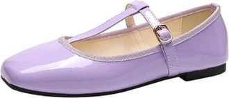 Minetom Femmes Filles Mary Jane &Eacute;l&eacute;gant F&ecirc;te Soir&eacute;e Ballerines Confortable Simili Cuir Chaussures Plates avec Boucle C Violet 38 EU
