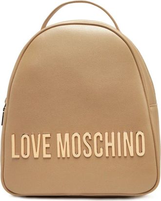 Moschino Femme, Sacs, Beige, Taille: ONE Size Logo Lettering Backpack