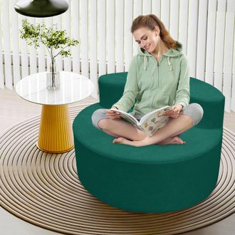 Generico Runder Sessel mit abnehmbarem und maschinenwaschbarem Bezug, bequem und klein, ideal f&uuml;r Wohnzimmer, Schlafzimmer und Wohnung (Dunkelgr&uuml;n)