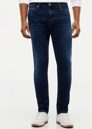 Tommy Jeans Austin jean slim fusel&eacute; avec broderie drapeau en denim bleu noir