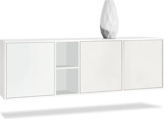 Vladon Kommode Cuba, Made in Germany, Wei&szlig; matt/Wei&szlig; matt - Modernes Sideboard f&uuml;r Ihr Wohnbereich - (BxHxT) 182x53x35 cm