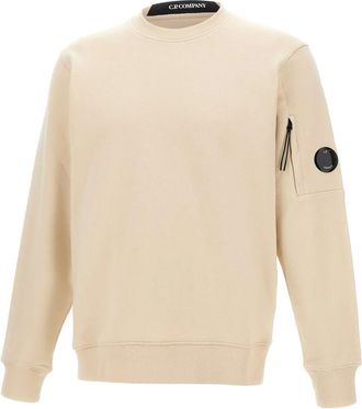 C.P. Company C.p. Company, Homme, Pulls, Beige, Taille: S SweaT-shirt ras du cou en molleton gratt&eacute; en diagonale