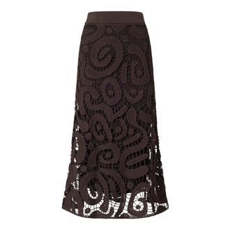 Pinko Pinko, Femme, Jupes, Brun, Taille: 38 FR Maestrale Crochet Midi Skirt