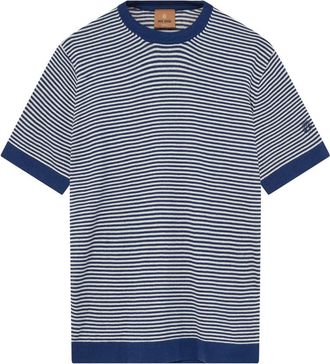 Mos Mosh Strick-T-Shirt mit Ringelstreifen und Leinenanteil in
