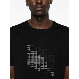HUGO BOSS Logo-Embroidered Graphic T-Shirt - Black