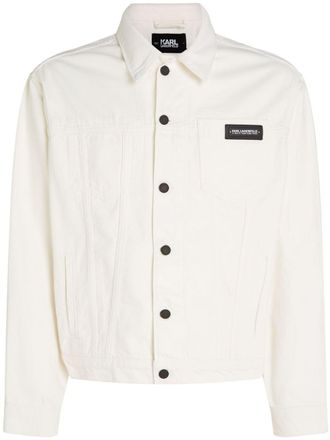 Karl Lagerfeld veste en jean &agrave; logo appliqu&eacute; - Blanc