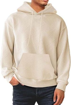 Generic Sweat &agrave; capuche uni l&eacute;ger pour homme - Automne et hiver - Manches longues - Textur&eacute; - Sweat &agrave; capuche - Sweat &agrave; capuche dext&eacute;rieur - V&ecirc;tements pour en