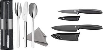 WMF my2Go Besteck Set 8-teilig, Outdoor Reisebesteck & Touch Messerset 2-teilig, Küchenmesser mit Schutzhülle, Spezialklingenstahl antihaftbeschichtet, sc