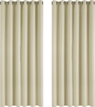 Deconovo Vorhang Verdunkelung Ösen Gardinen Wohnzimmer Gardinen Blickdicht, 274x229 cm(HöhexBreite), Beige, 2er Set