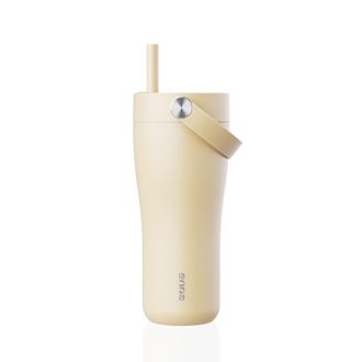 Equa Carry Cup, Edelstahl Isolierte Trinkflasche Mit klappbarem Strohhalm and weicher Tragegriff - 600ml, 15 Stunden kalt oder bis zu 8 Stunden hei&szlig;, 100% 