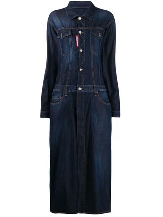 Dsquared2 robe longue en jean - Bleu