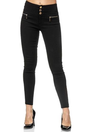 Elara Damen Stretch Hose High Waist Jeggings Chunkyrayan 2563 Black-54 (7XL)