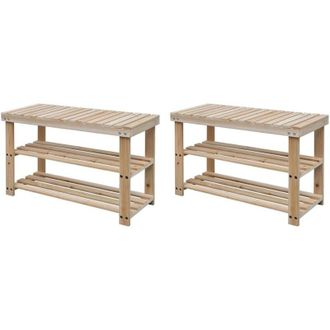 vidaXL 2-in-1 Schuhbank 2 Stk. Massivholz Tanne - Vidaxl