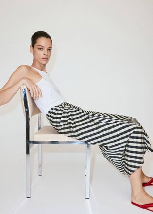Mango Jupe midi &agrave; carreaux vichy bleu marine - Femme - 32 - MANGO