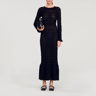 Sandro Langes Strickkleid mit Strassbesatz