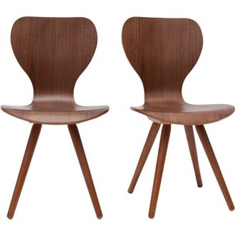 Miliboo 2er-Set St&uuml;hle Skandinavien-Stil aus nat&uuml;rlichem Nussbaum NORDECO