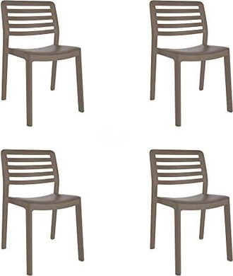 Resol grupo GARBAR Windst&uuml;hle, 4 St&uuml;ck, f&uuml;r den Innen- und Au&szlig;enbereich, Garten, Terrasse, Balkon, Wohnzimmer, K&uuml;che, Esszimmer, Design, leicht, stapelbar, 